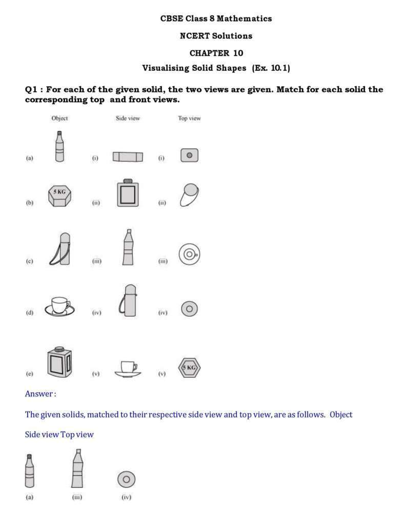 Ch -10 Visualising Solid Shapes- Page wise NCERT Solution (10.1)