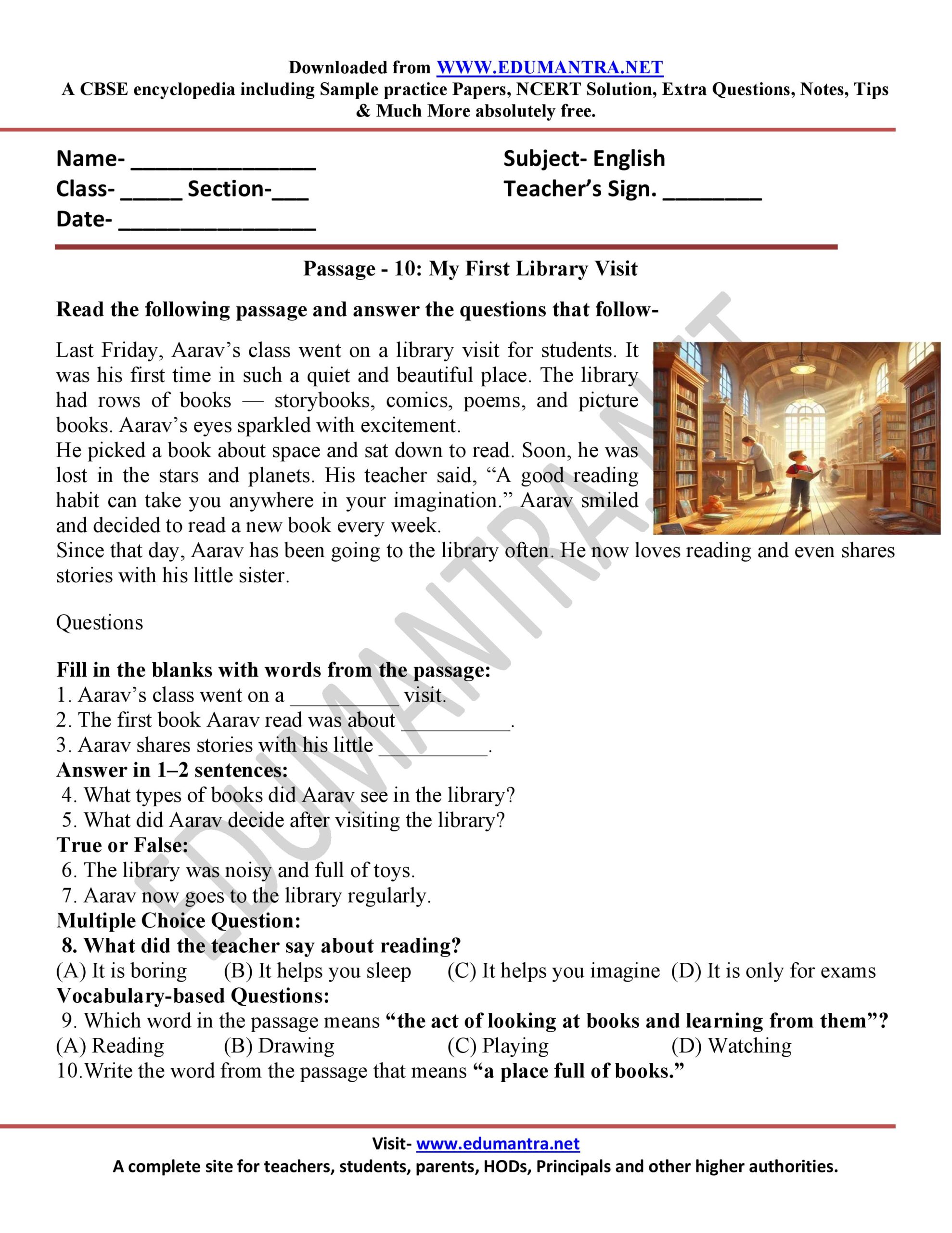 10+ Comprehension for Class 4 ICSE with Answers PDF – Simple Reading Sets
