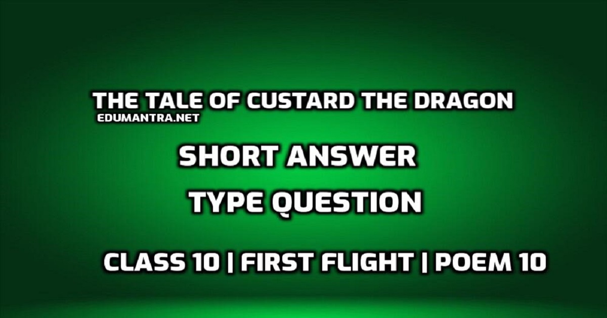 The Tale of Custard the Dragon Short Answer Type Question | Assumption ...