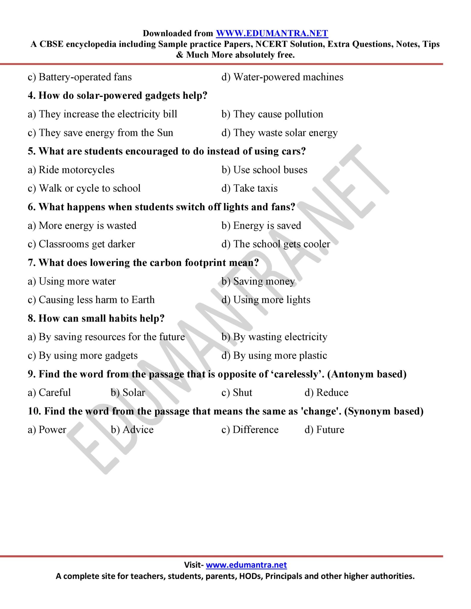 50+ Unseen Passage with MCQ for Class 7 Practice Sets with Answers
