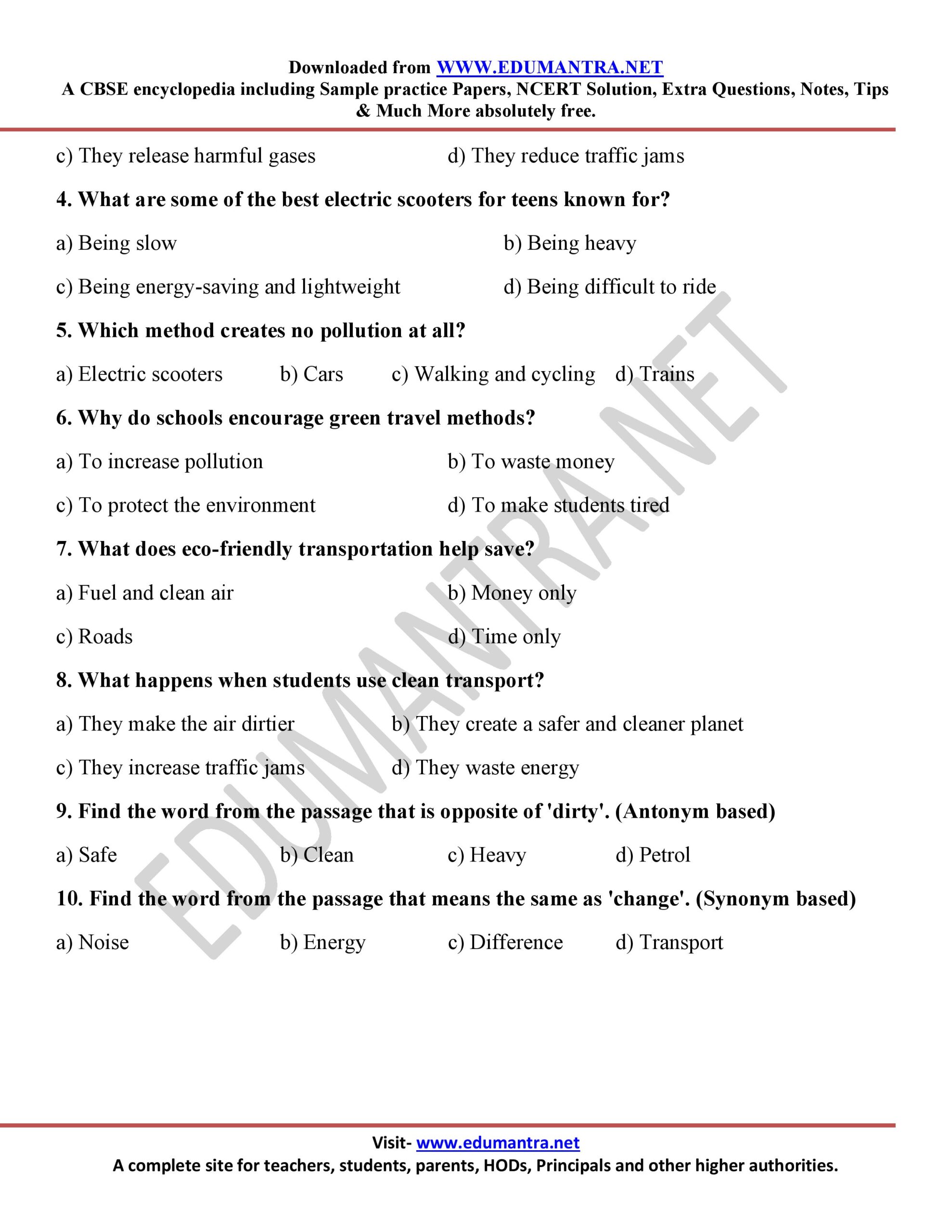 50+ Unseen Passage with MCQ for Class 7 Practice Sets with Answers