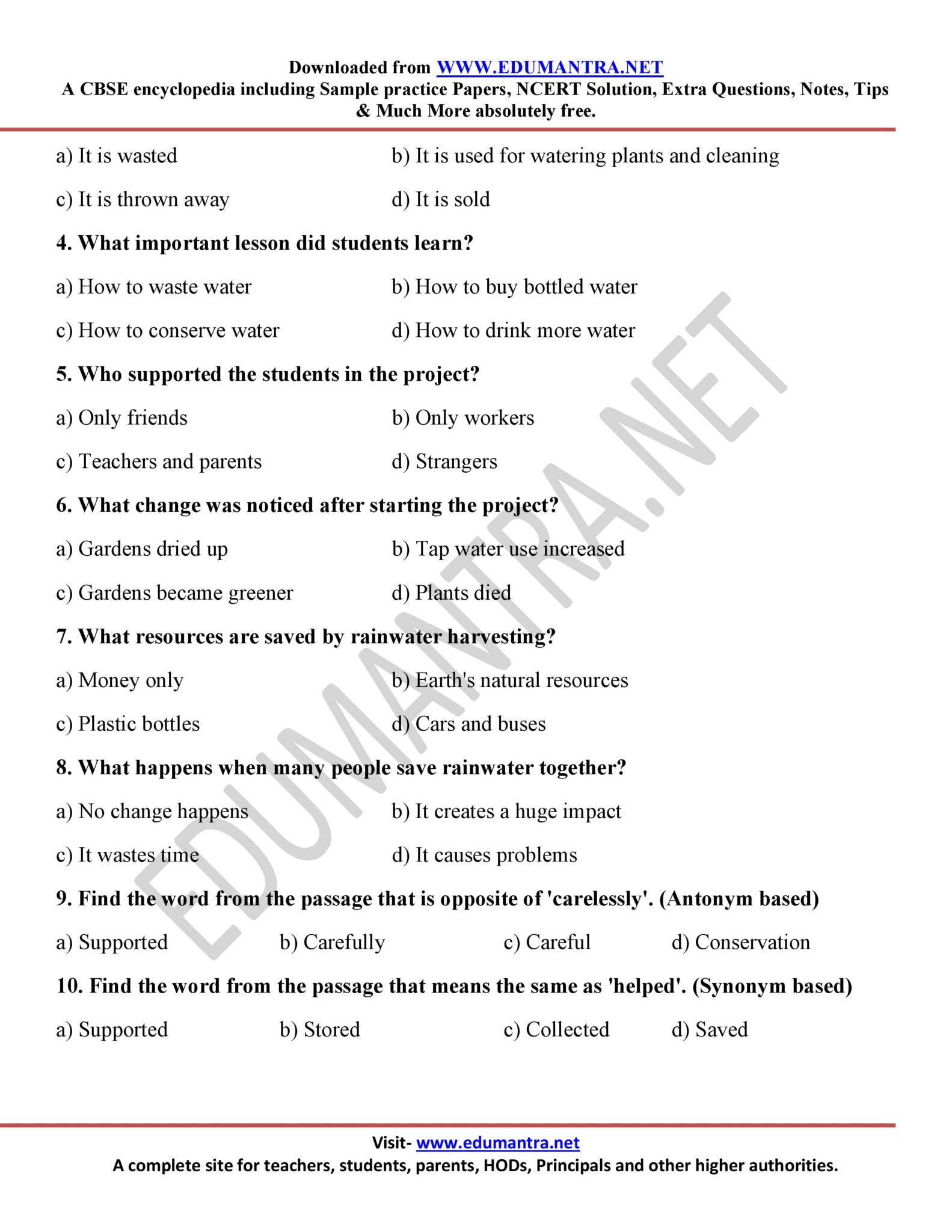 50+ Unseen Passage with MCQ for Class 7 Practice Sets with Answers