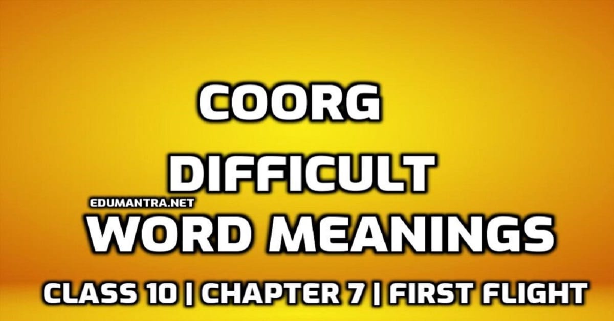 Hard Words : Coorg Difficult Words in English with Hindi Meaning ...
