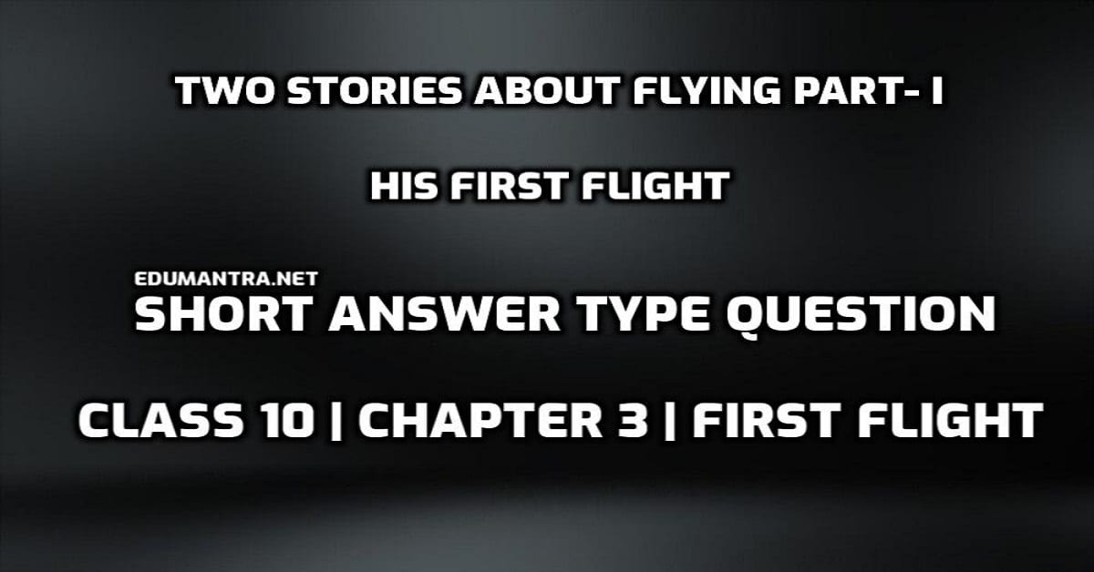 Two Stories About Flying Part-I His First Flight Short Answer Type ...