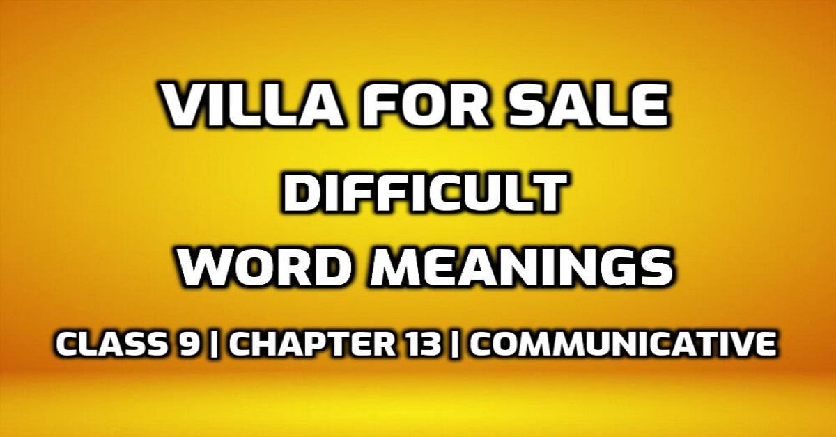 Hard Words : Villa for Sale Difficult Words in English with Hindi ...