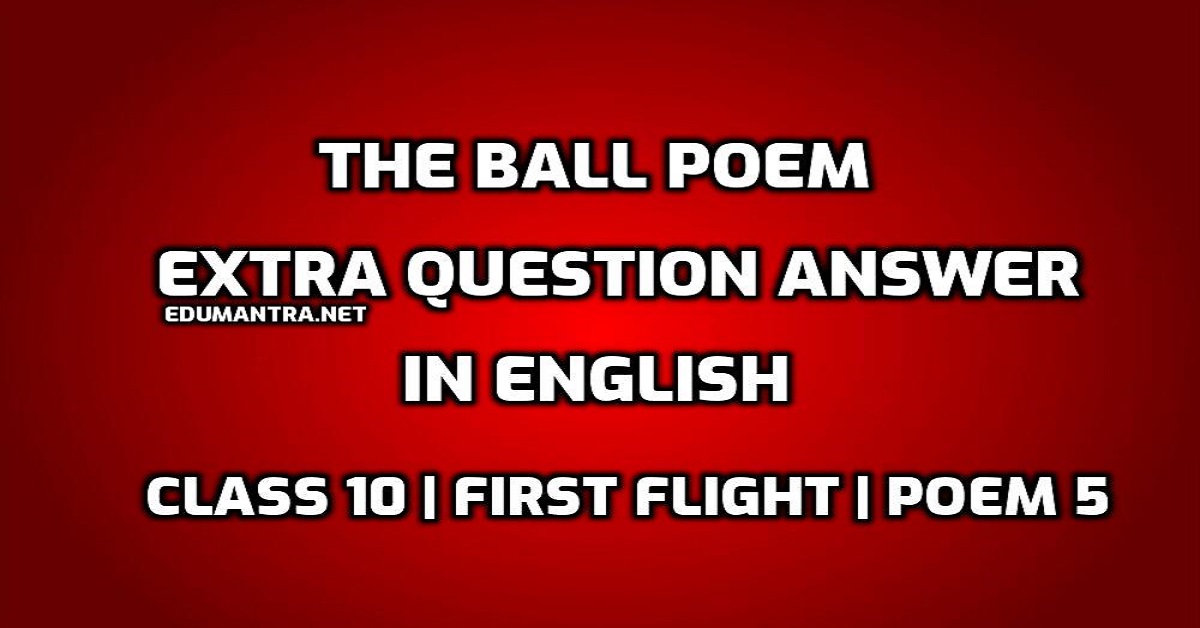 The Ball Poem Extra Question Answer in English Class 10 | First Flight