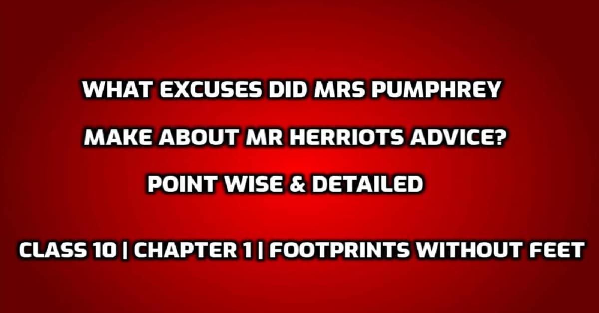 What excuses did Mrs Pumphrey make about mr herriots advice?