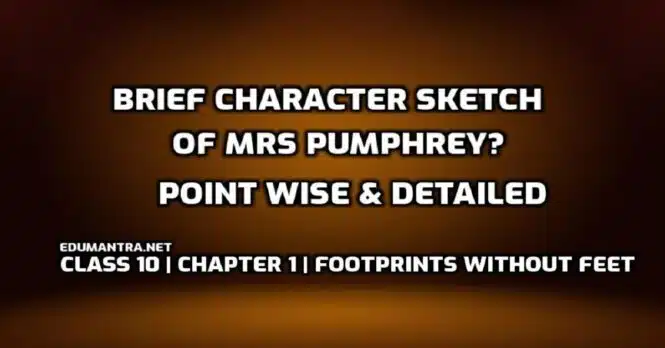 Write the brief character sketch of Mrs pumphrey? | Footprint without ...