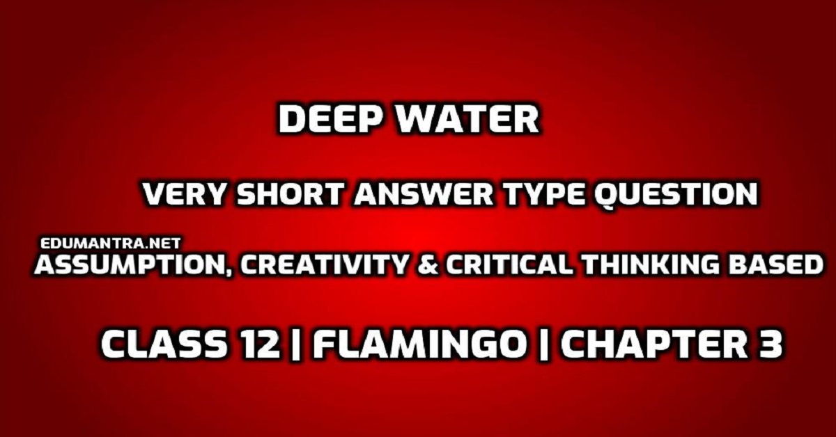 Deep Water Very Short answer Type Question | Assumption, Creativity ...