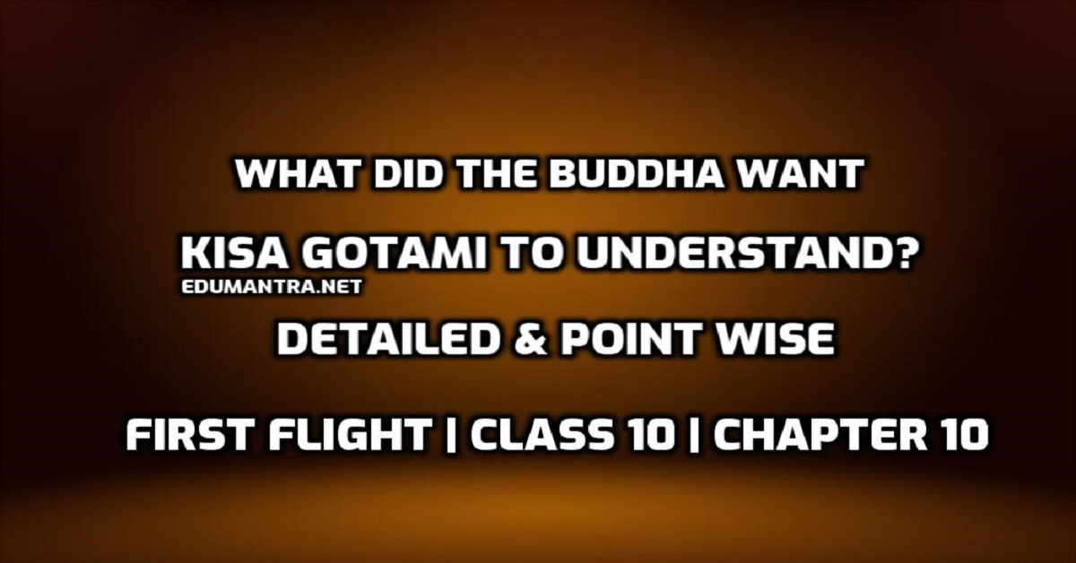 What did the Buddha want Kisa Gotami to understand? | First Flight ...