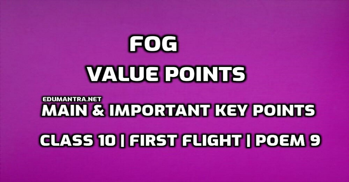 Fog Value Points | Class 10 | First Flight | Main & Important Key Points