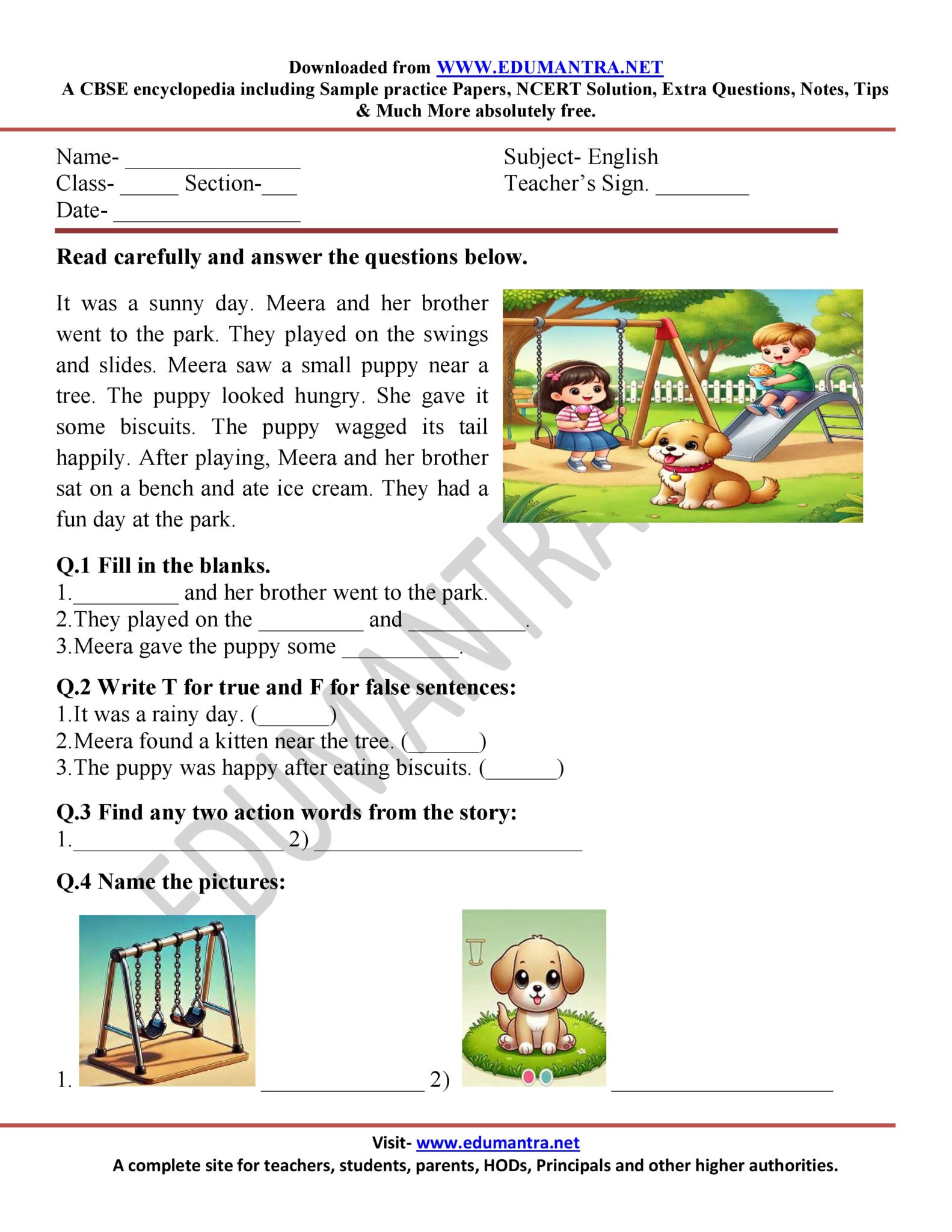 50+ Best Unseen Passages for Class 2 | English Passages with Answers ...