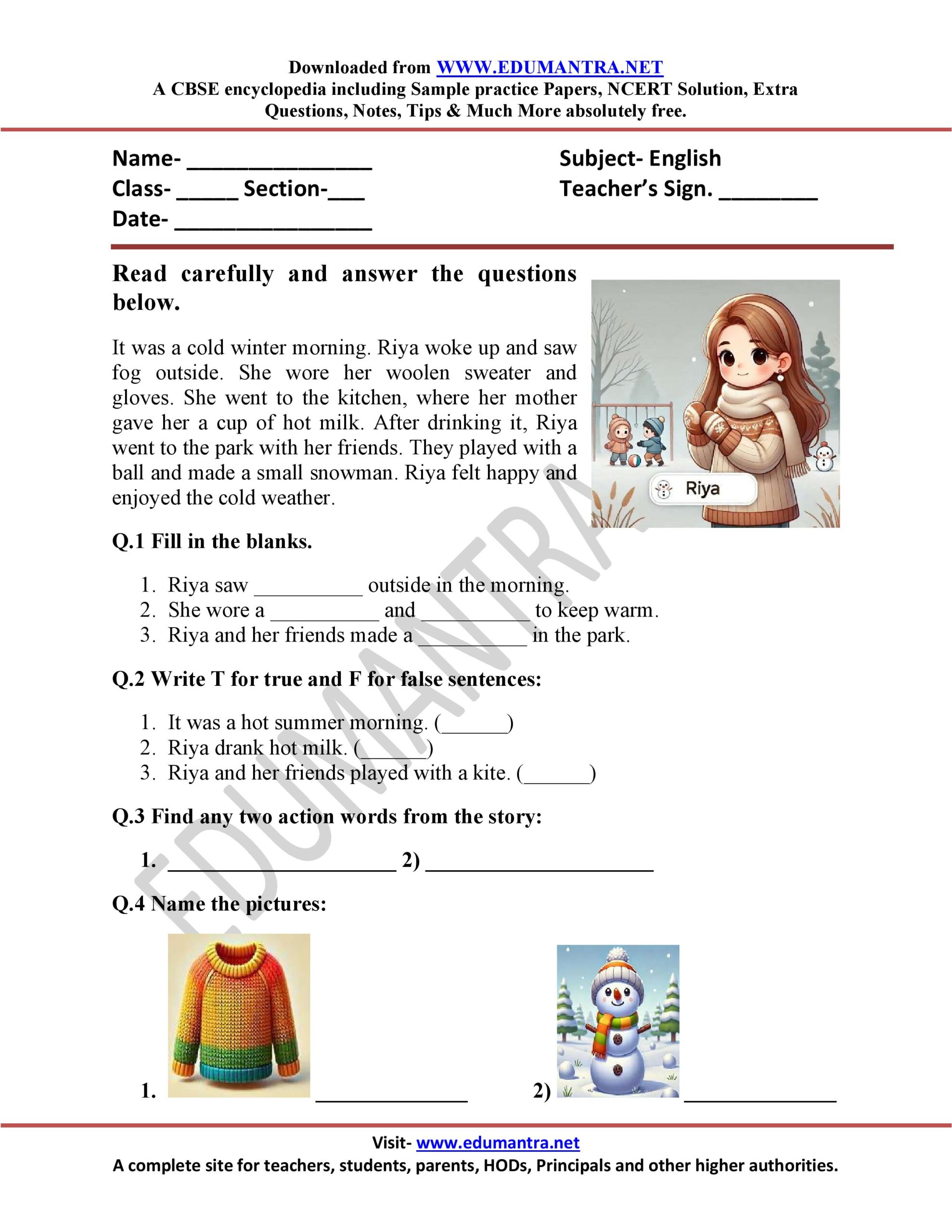 50+ Best Unseen Passages for Class 2 | English Passages with Answers ...