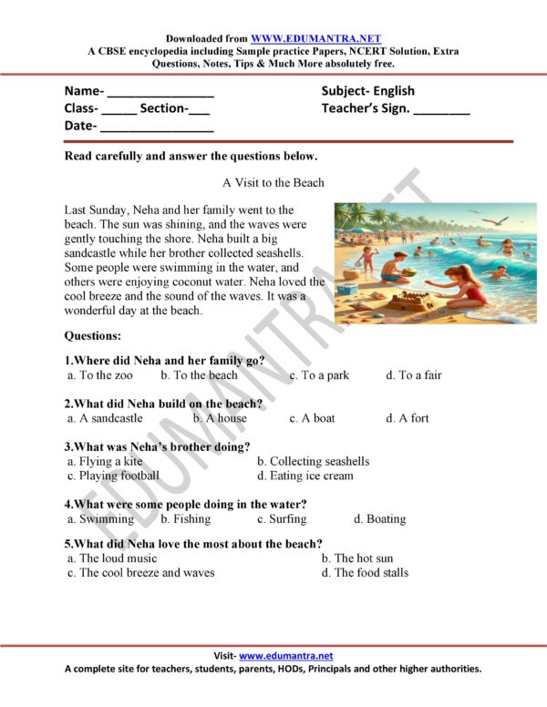 50+ English Passage for Class 2 | Reading Passages with Questions ...
