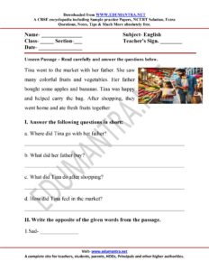 50 + Best English Comprehension Class 2 | Passages with Answers MCQ ...
