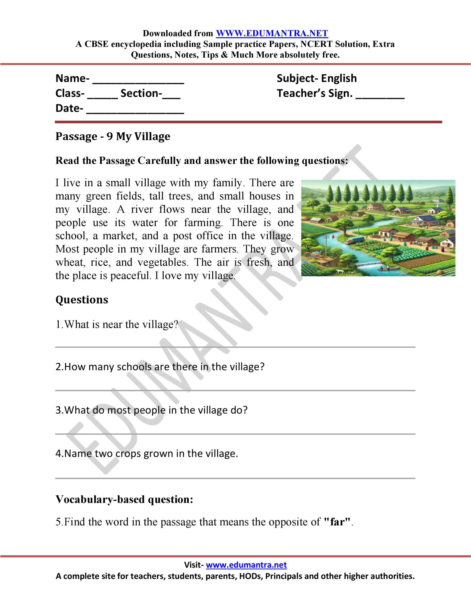 "50 + Unseen Passage Worksheets for Class 2 | Printable PDF for ...