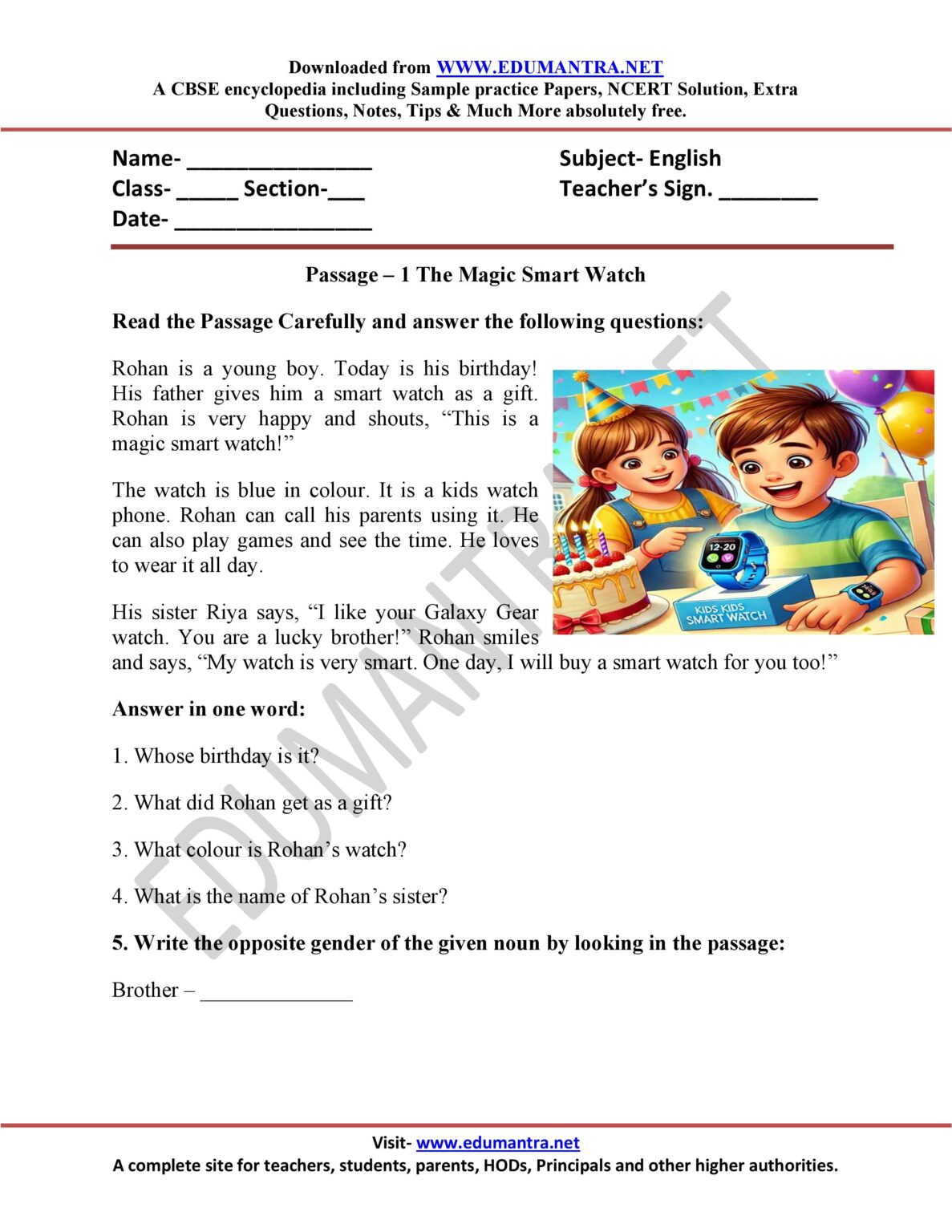 50+ Unseen Passage Class 3 with Questions and Answers | Free PDF Download