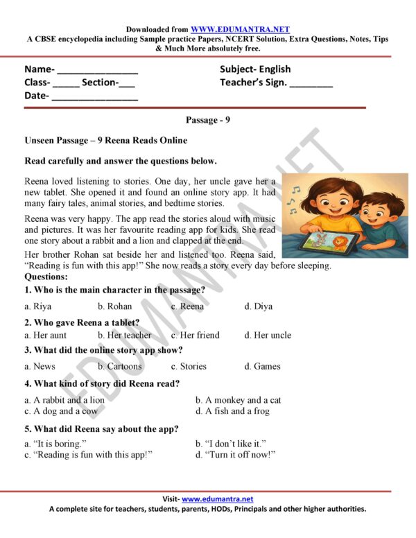 50+ Unseen Passages for Class 3 | Reading Comprehension with Questions ...