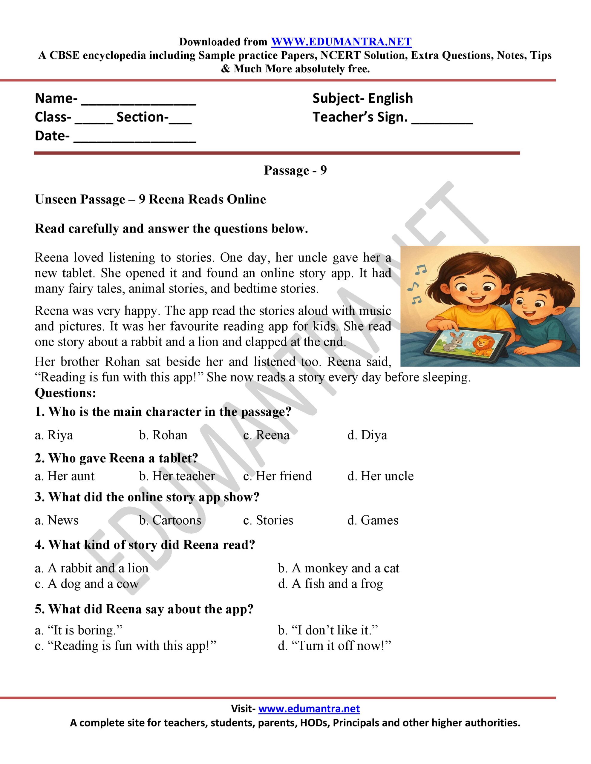 50+ Unseen Passages for Class 3 | Reading Comprehension with Questions ...