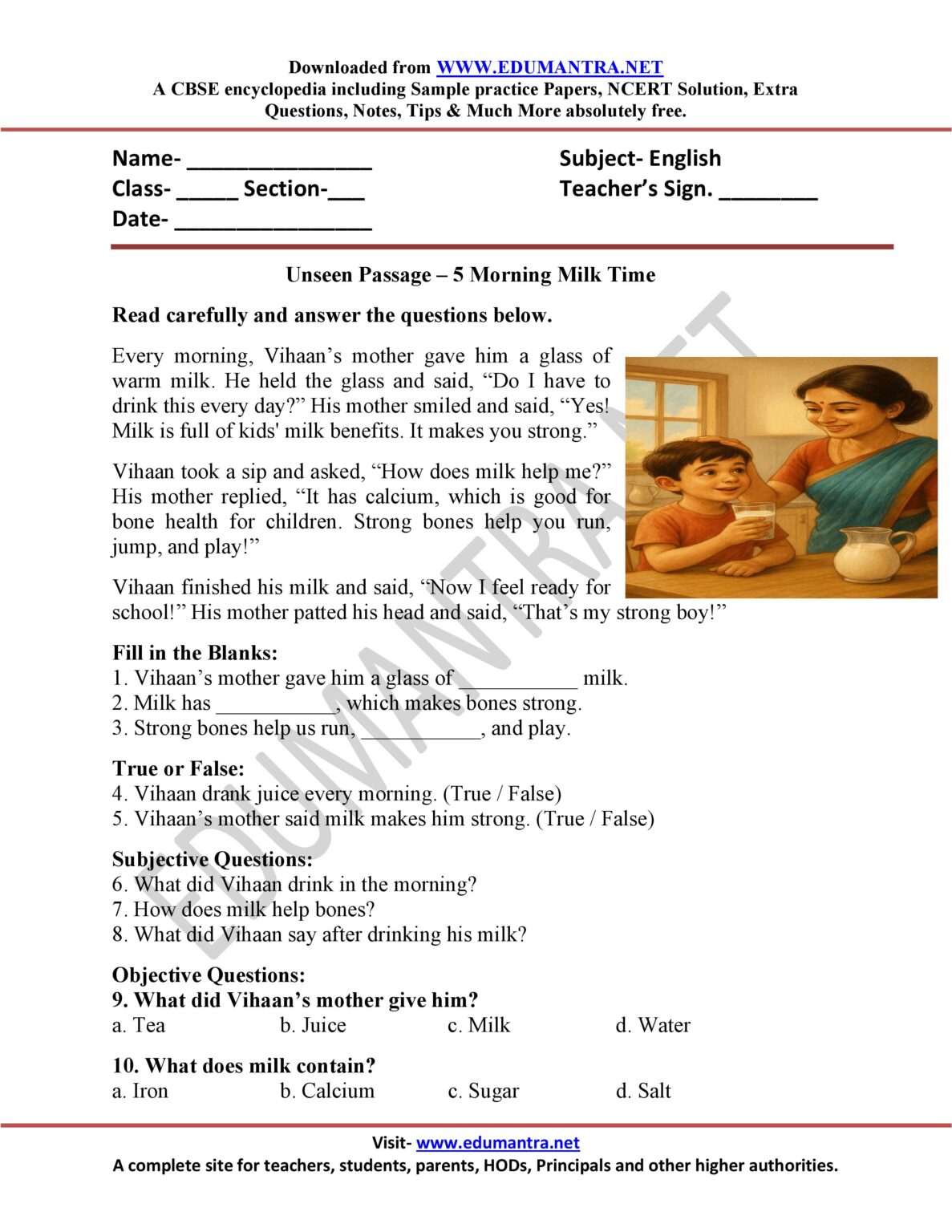 3 Class English Worksheet with Answers | Free Printable Worksheets PDF ...