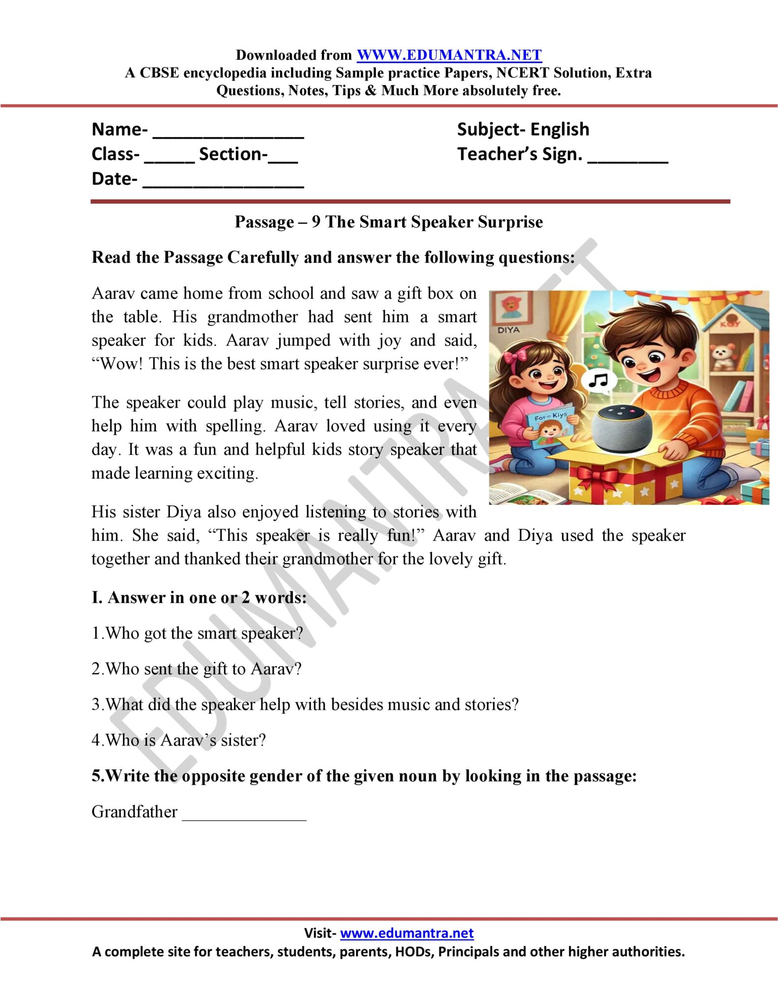 50+ Unseen Passage Class 3 with Questions and Answers | Free PDF Download