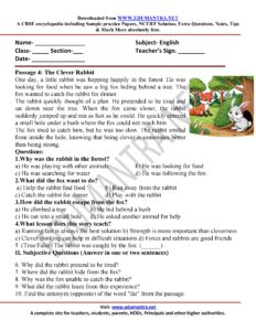 Unseen Passage Class 5 with Answers | MCQ | Vocabulary | Free PDF ...