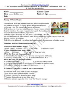 Unseen Passage Class 5 with Answers | MCQ | Vocabulary | Free PDF ...
