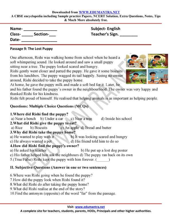 Unseen Passage Class 5 with Answers | MCQ | Vocabulary | Free PDF ...