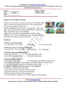 Unseen Passage Class 5 with Answers | MCQ | Vocabulary | Free PDF ...