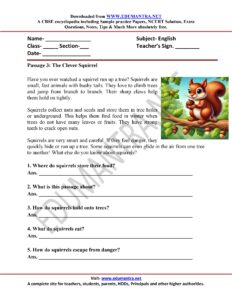 10+ Unseen Passage for Class 5 Worksheet | Printable Comprehension ...