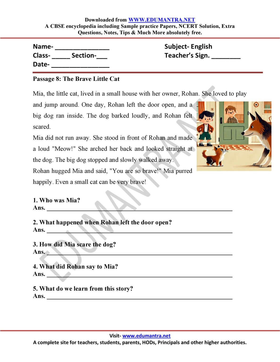 10+ Unseen Passage for Class 5 Worksheet | Printable Comprehension ...