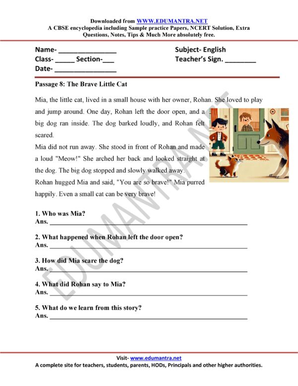 10+ Unseen Passage for Class 5 Worksheet | Printable Comprehension ...