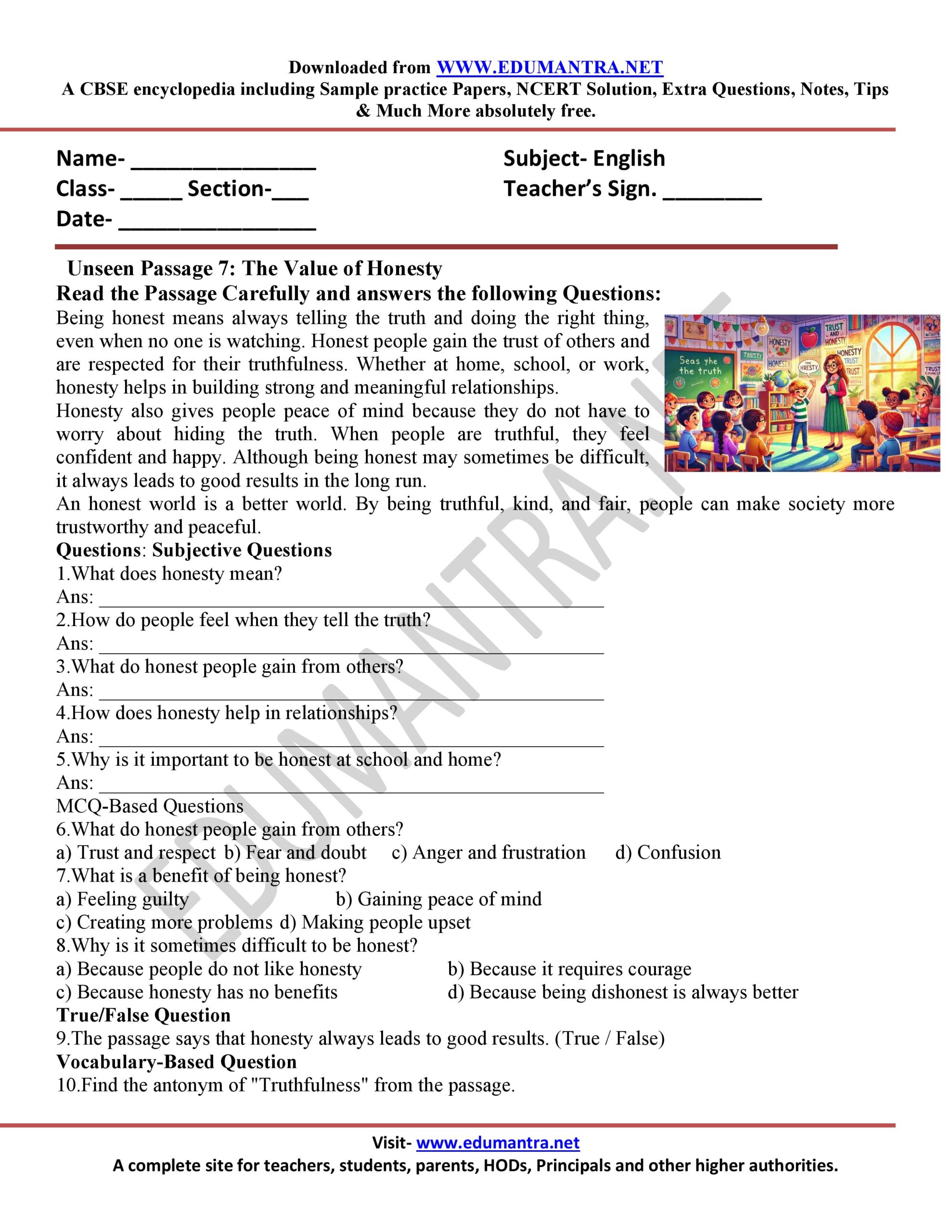 50+ Passage with Questions and Answers for Class 5 | Short & Small SET- 5