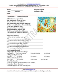 10+ Best Poem Comprehension for Class 5 | Unseen Poem with Questions ...