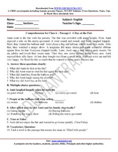 50 + Comprehension for Class 6 Passages | MCQ | Subjective | Exercises ...