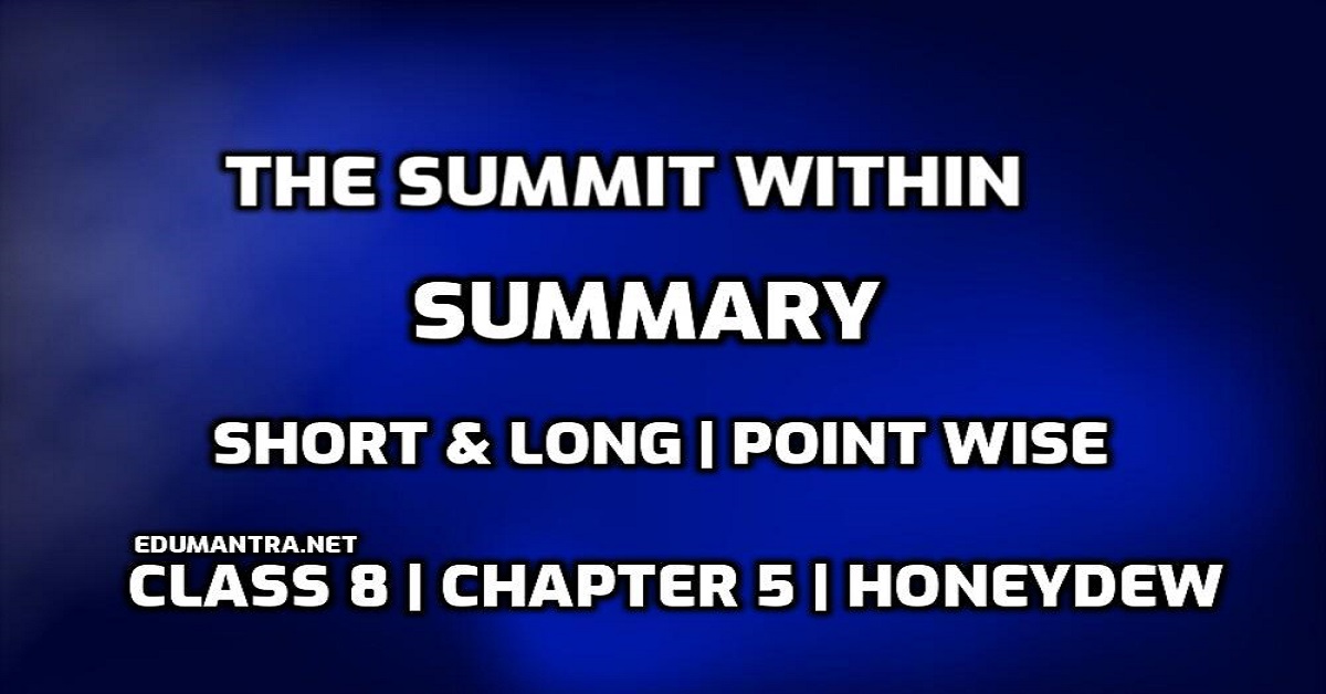 The Summit Within Summary Class 8 pdf | Short & Long | Point Wise ...