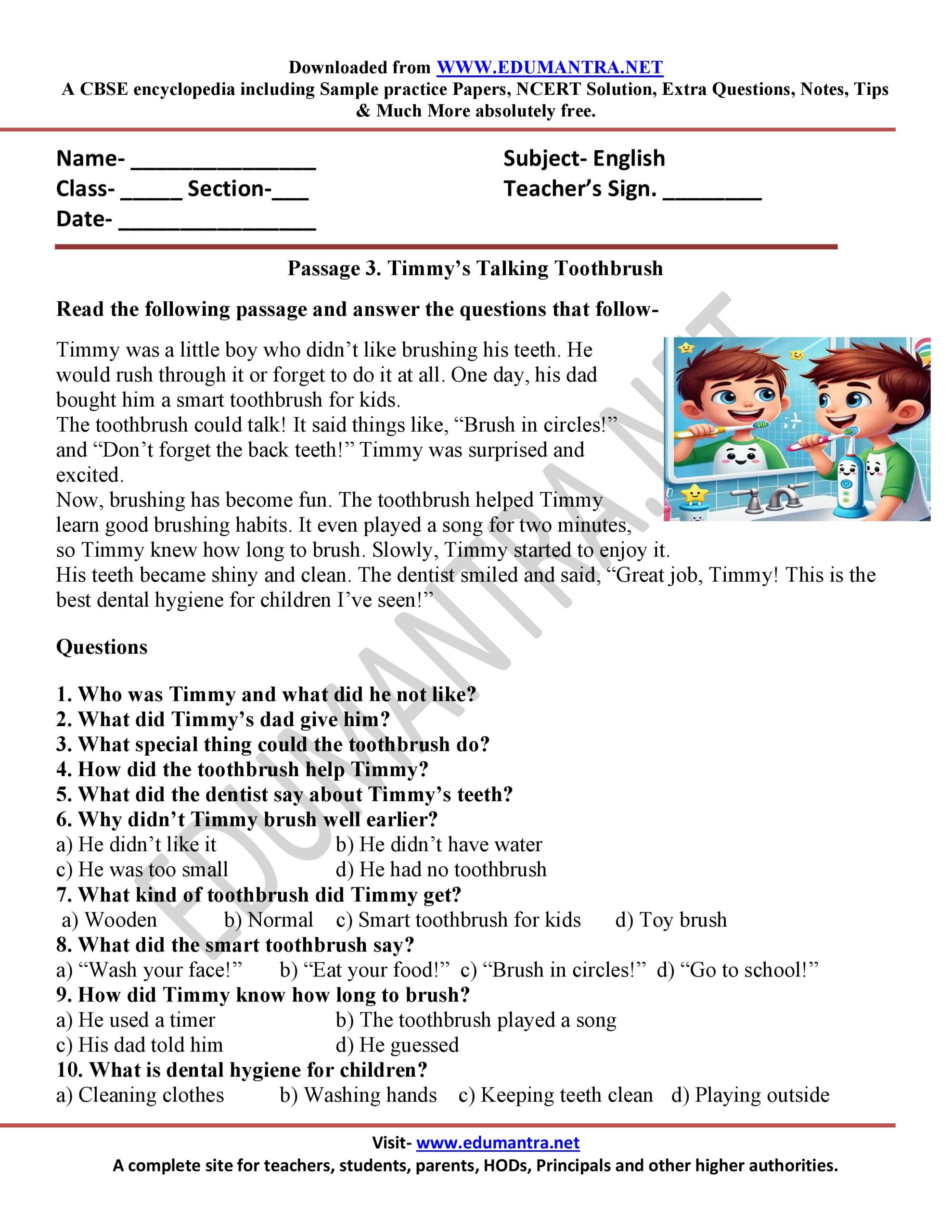 Top 50+ Class 4 Unseen Passages with Answers | Simple English Practice