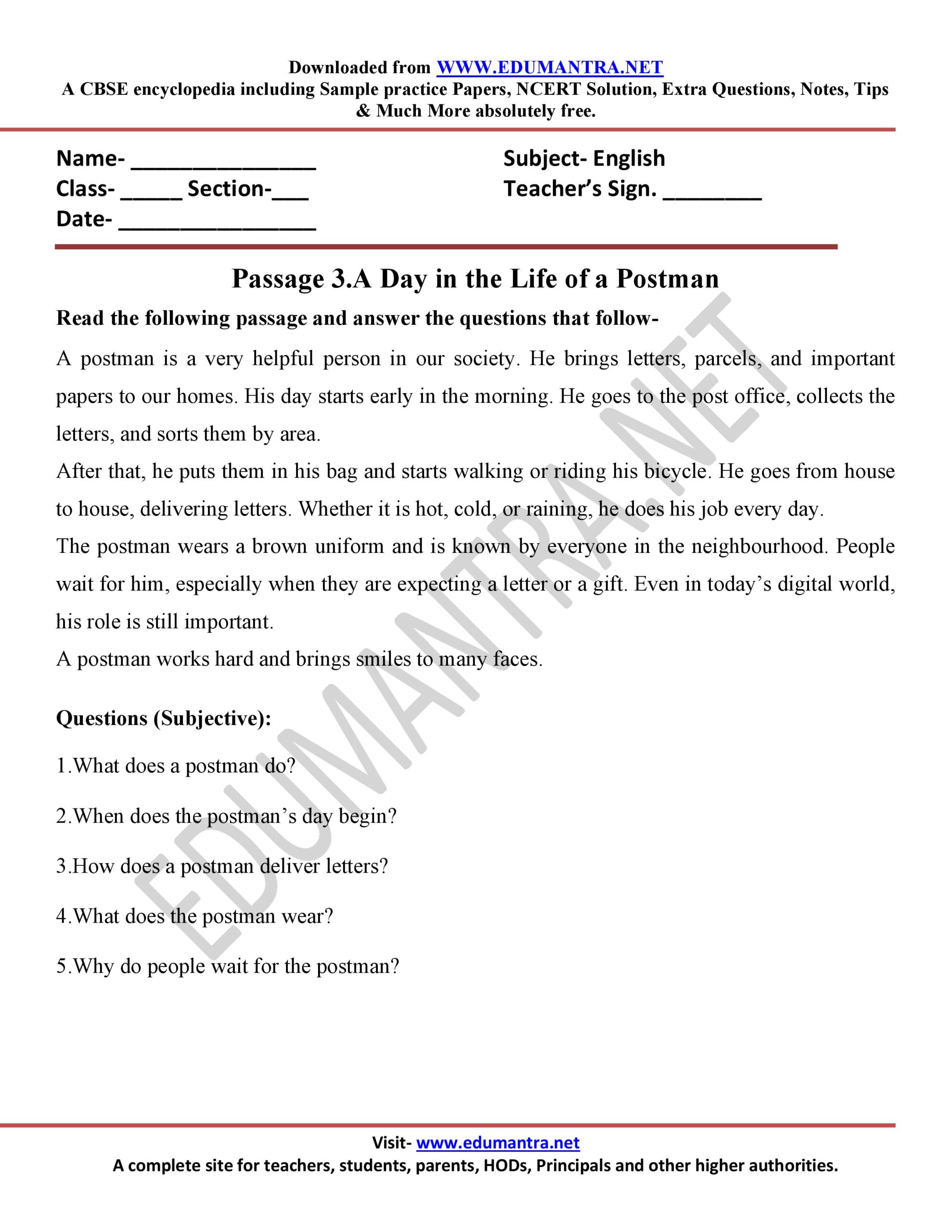 50+ Reading Comprehension for Class 6 with Answers | Practice Reading ...