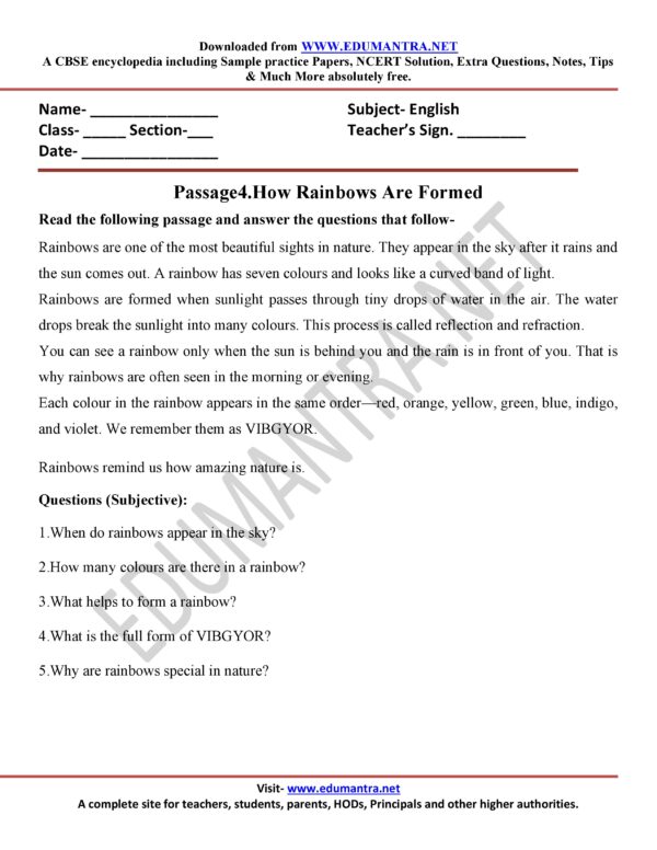 50+ Reading Comprehension for Class 6 with Answers | Practice Reading ...