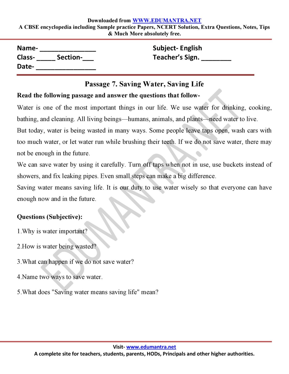50+ Reading Comprehension for Class 6 with Answers | Practice Reading ...