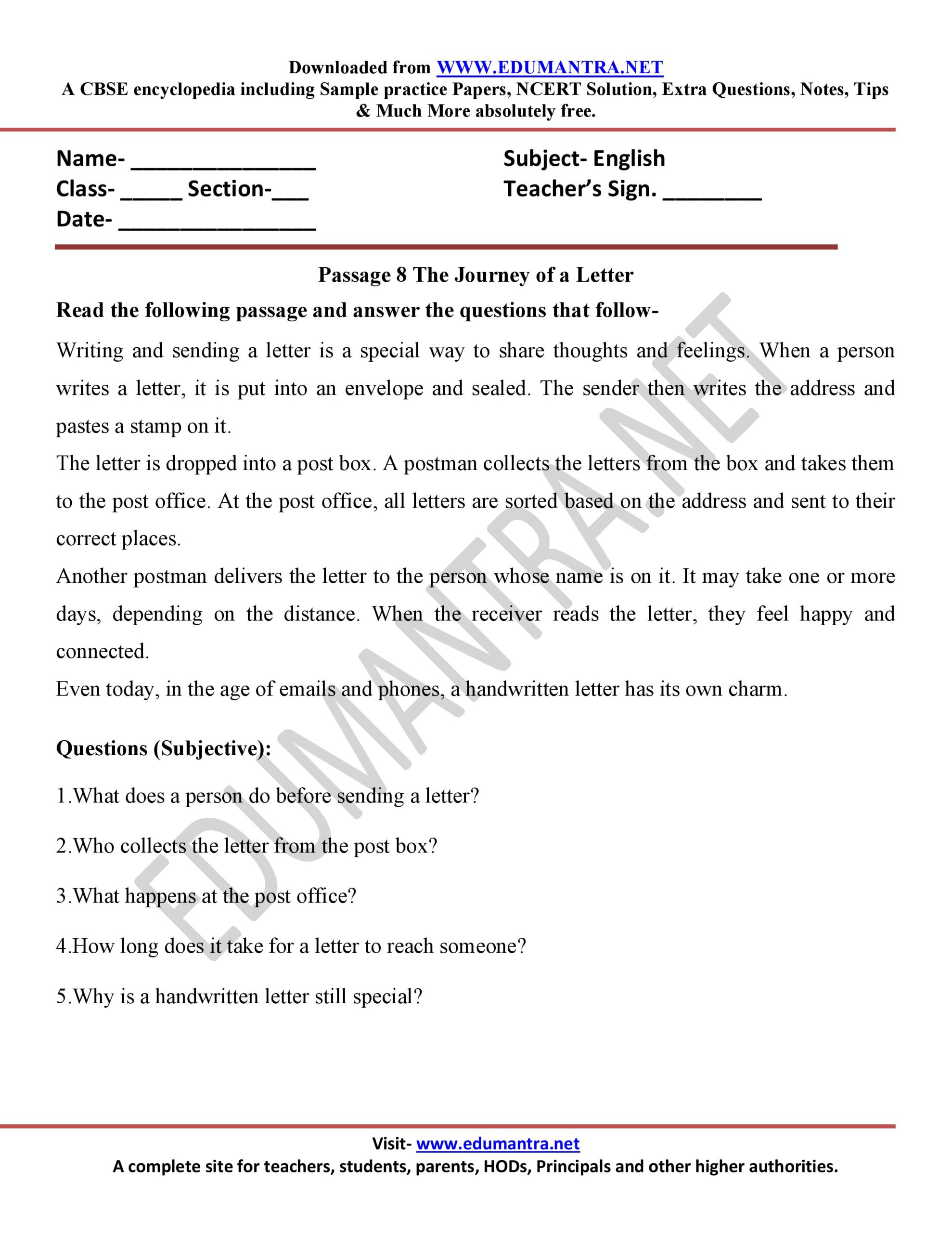 50+ Reading Comprehension for Class 6 with Answers | Practice Reading ...